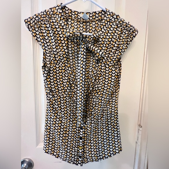Anthropologie | Tops | Gorgeous Odille Size 2 Black White Yellow Hearts ...